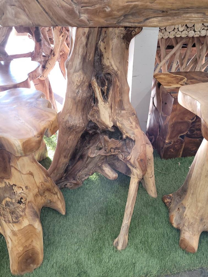 Teak Root Table and Four Stools24counter Height 36 - Etsy
