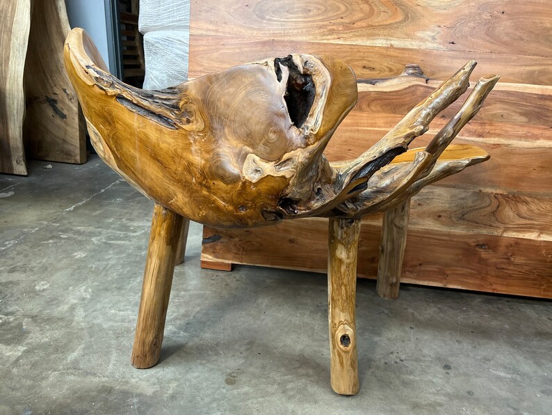 Indoor/outdoor Rustic Teak Root Bench - Etsy