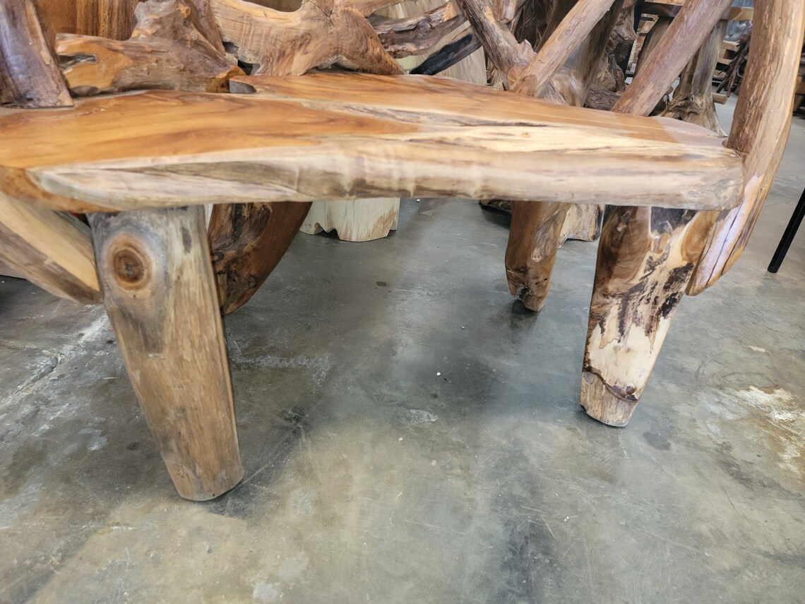 Rustic Root Wooden Bench Chair Seating Loveseat Indoor Raw - Etsy