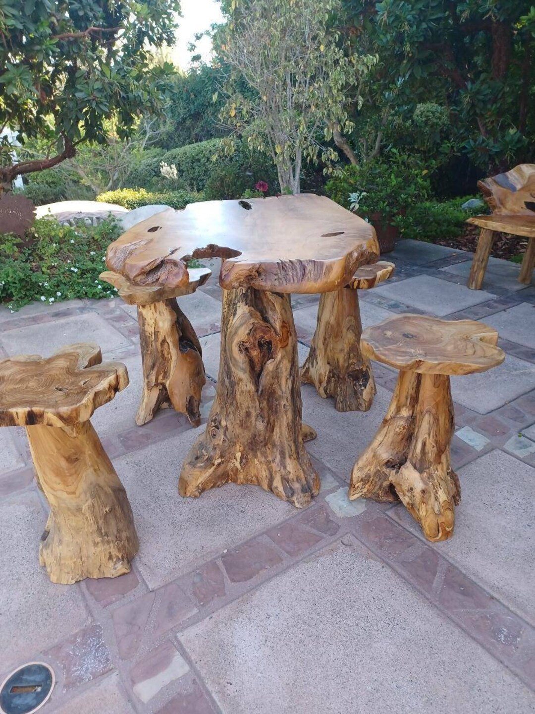 Teak Root Table and Four Stools24counter Height 36 - Etsy