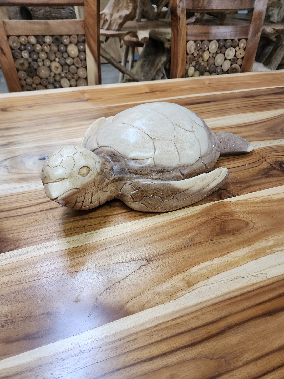 Solid Wood Hand Carved Rustic Turtle - Etsy
