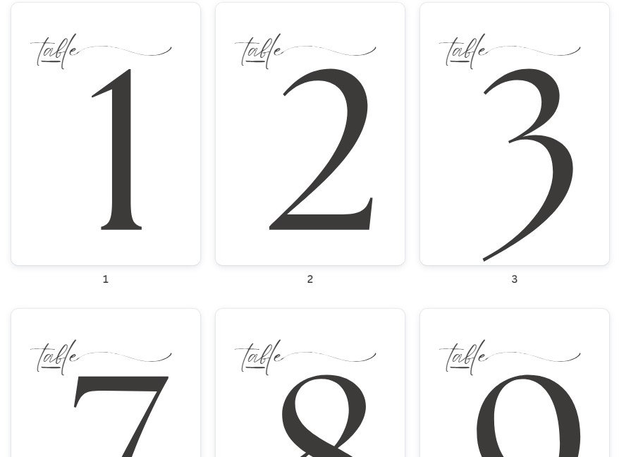 Minimalist Table Numbers Template Modern Wedding Table Numbers Instant ...