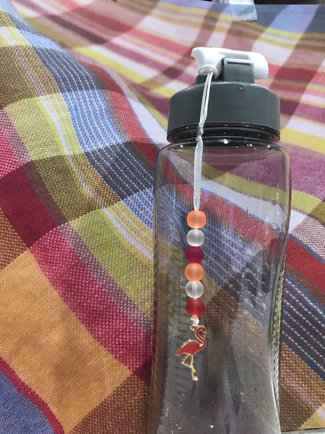 Water Bottle Reminder Counting Cord with Enamel Flamingo Charm and ...