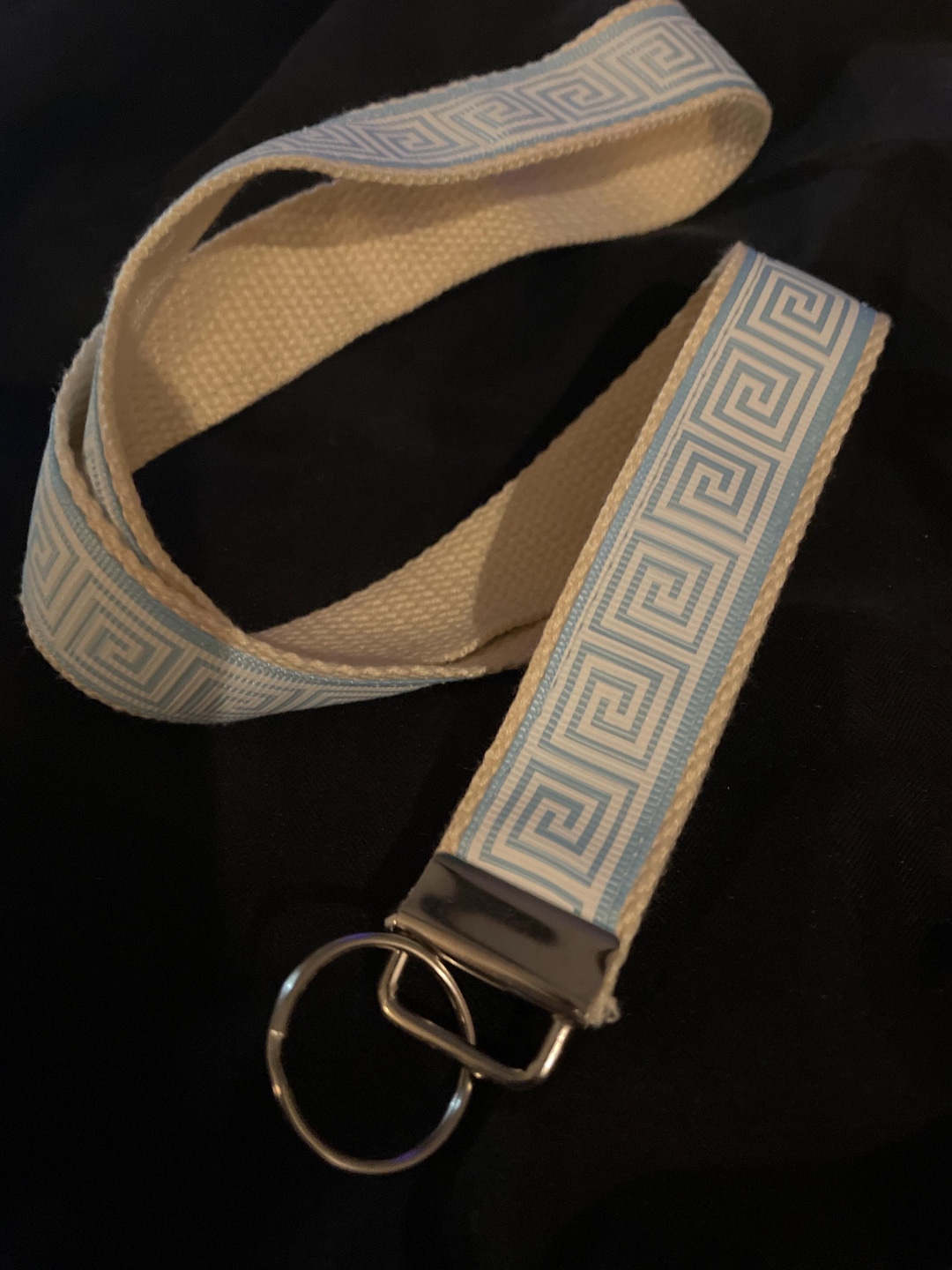 Greek Key Ribbon Lanyard: 34-inch Polyester-cotton Keychain - Etsy