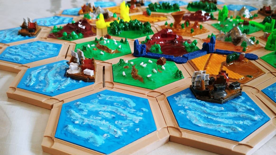 Settlers of Catan board game 3D printed hand painted | Etsy
