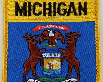 FLAG Patch Backpack National Iron on Glue Embroidered Applique Michigan ...