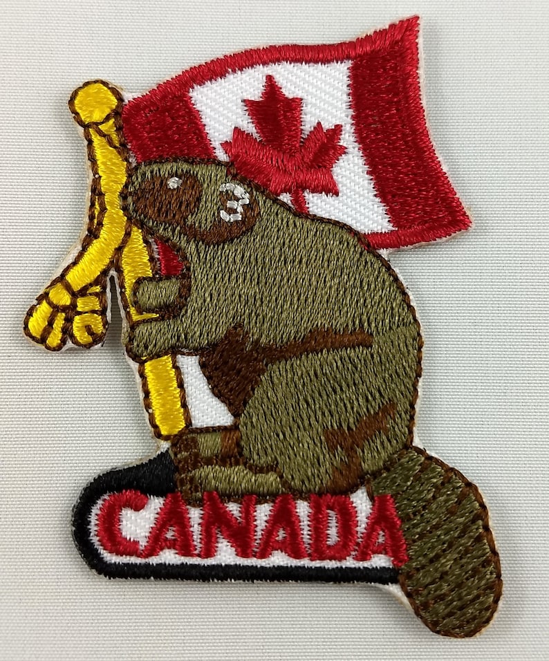 Beaver With Canada Canadian Flag Patch Badge Embroidered Iron - Etsy