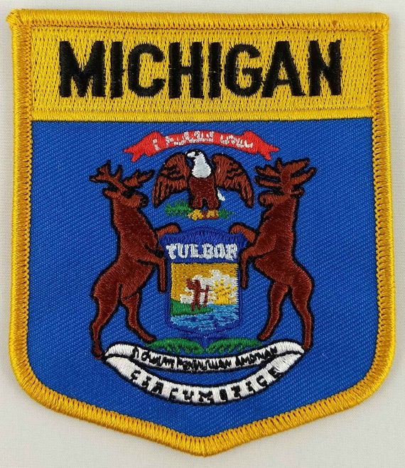Michigan State Shield Patch Badge Embroidered Iron On Applique | Etsy