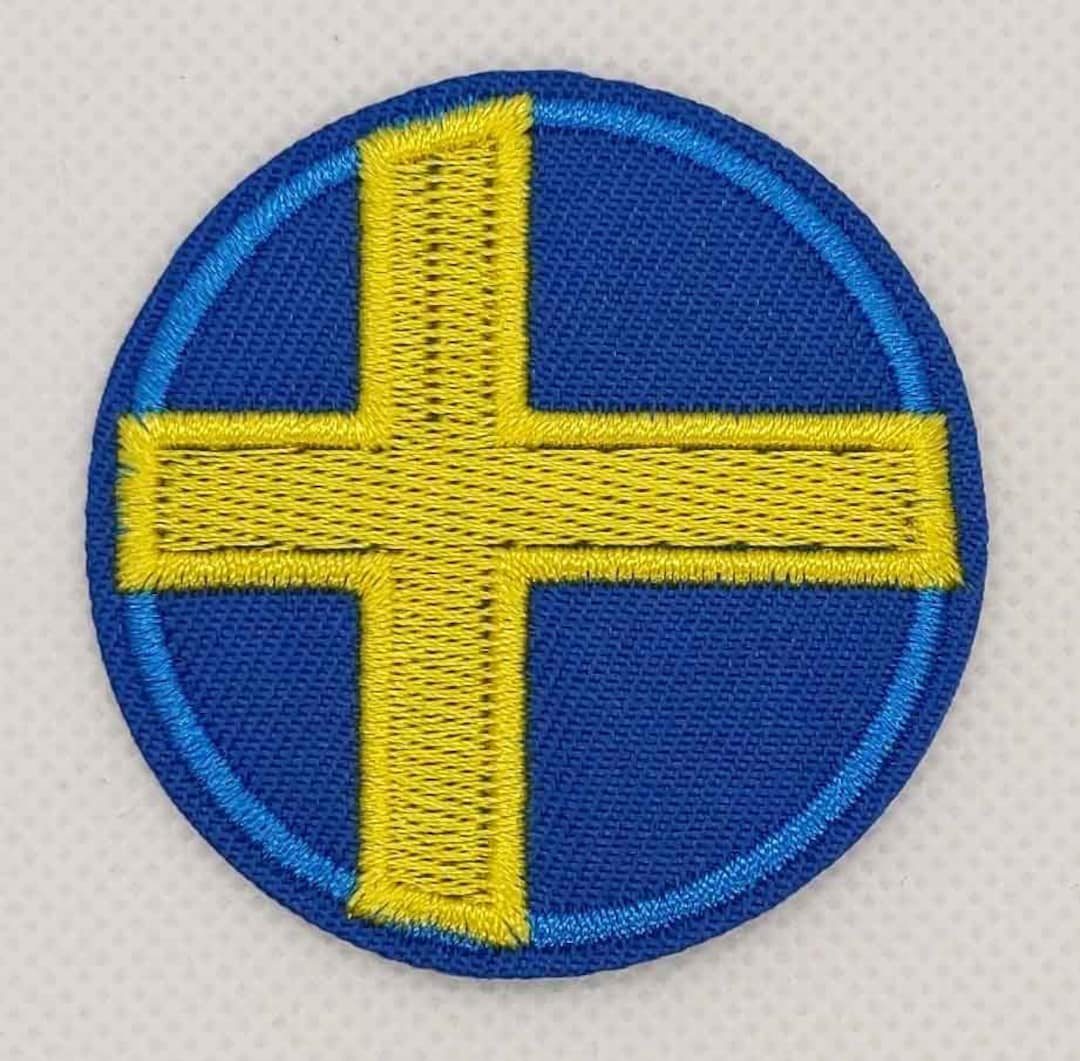 Sweden Round Flag Patch Badge Embroidered Iron on Applique Swedish C/P ...