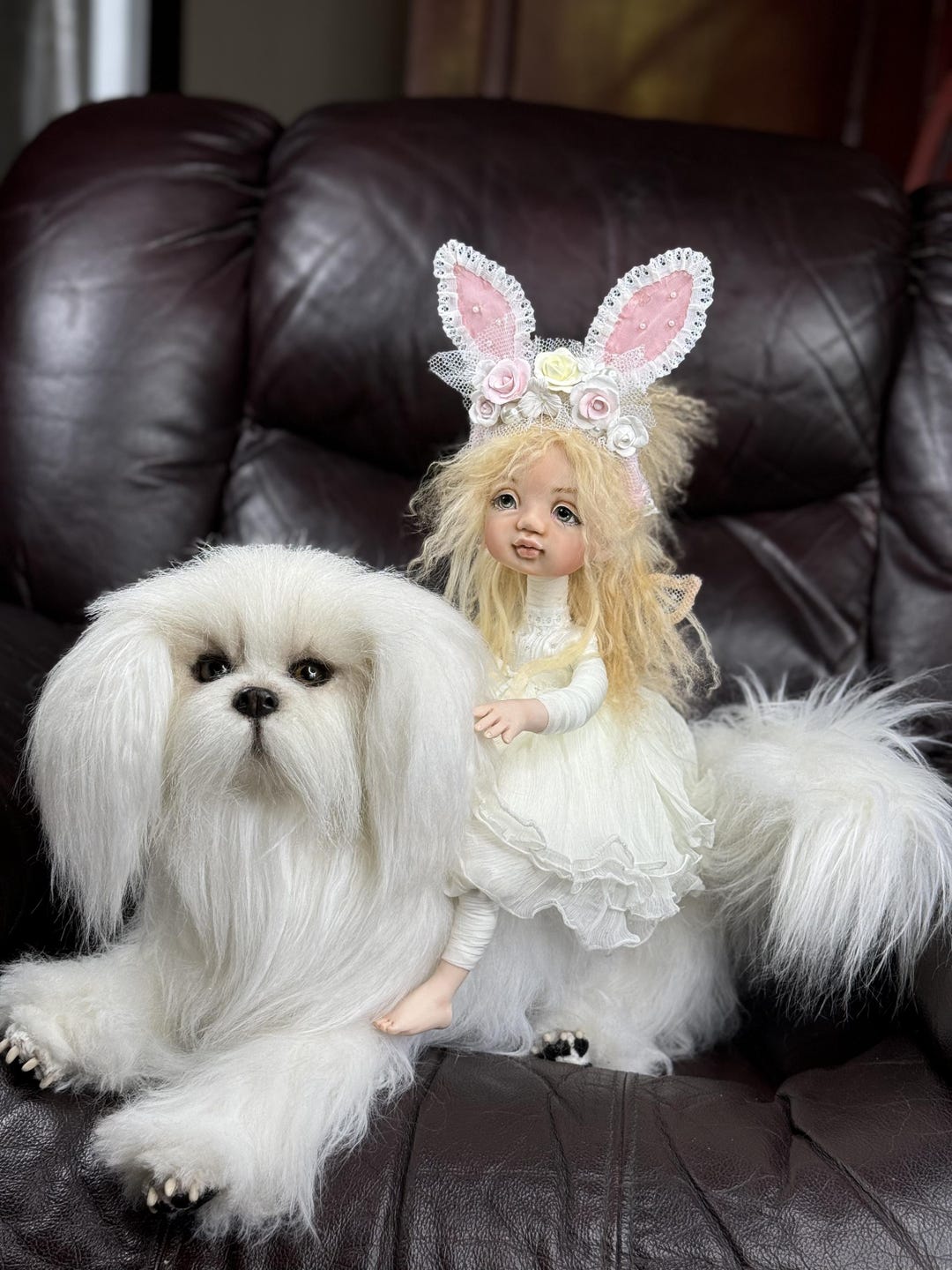 Maltese Realistic Soft Handmade Dog Сollectible Doll Made of Polymer ...