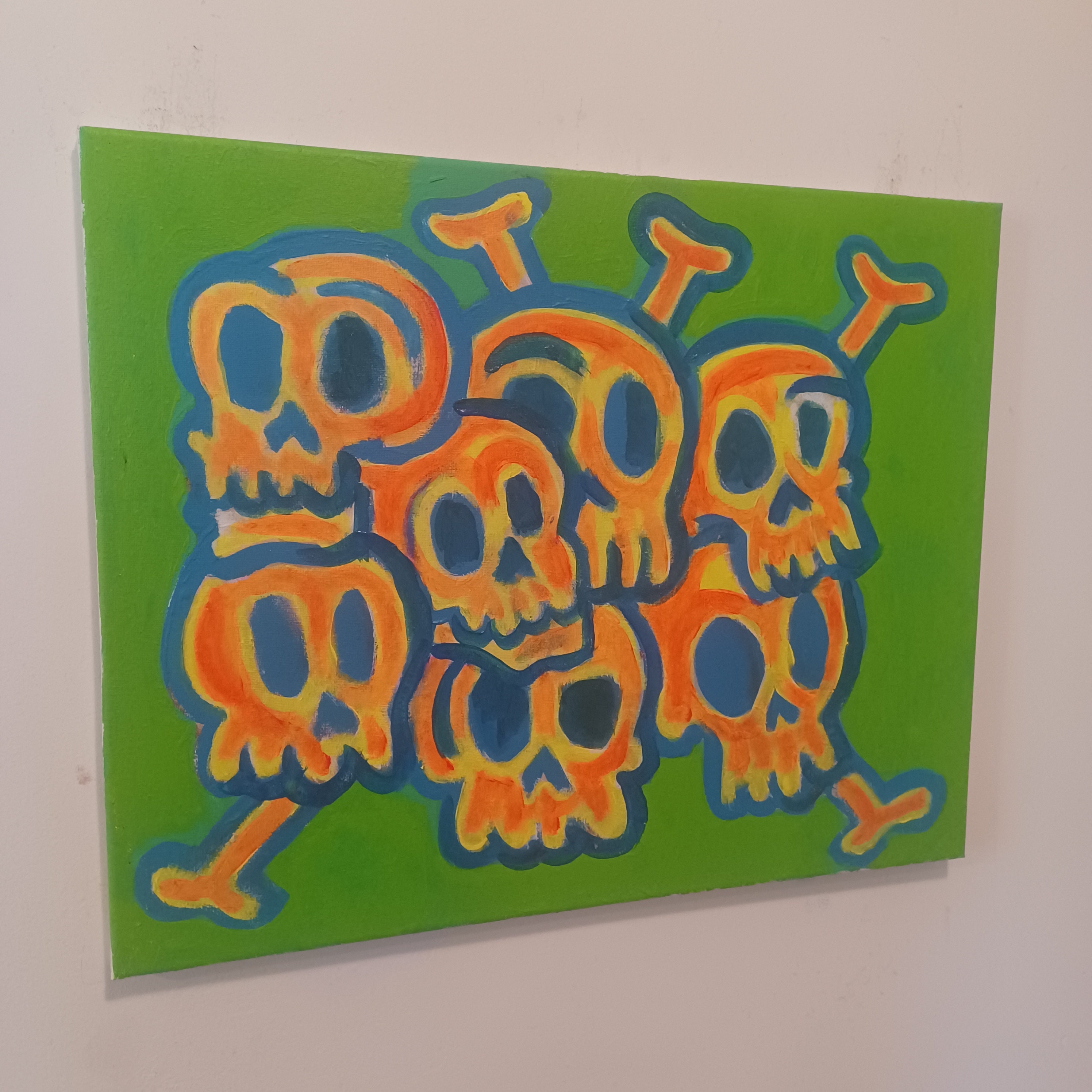 Original 16 X 20 Pop Art Skull Painting, Abstract Pop, Cubism Art ...
