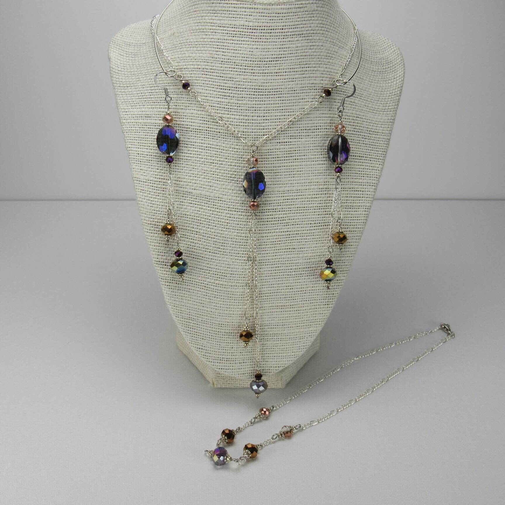Necklace, Layered Handmade, Earring, Set, Silver Chain and Beautiful ...