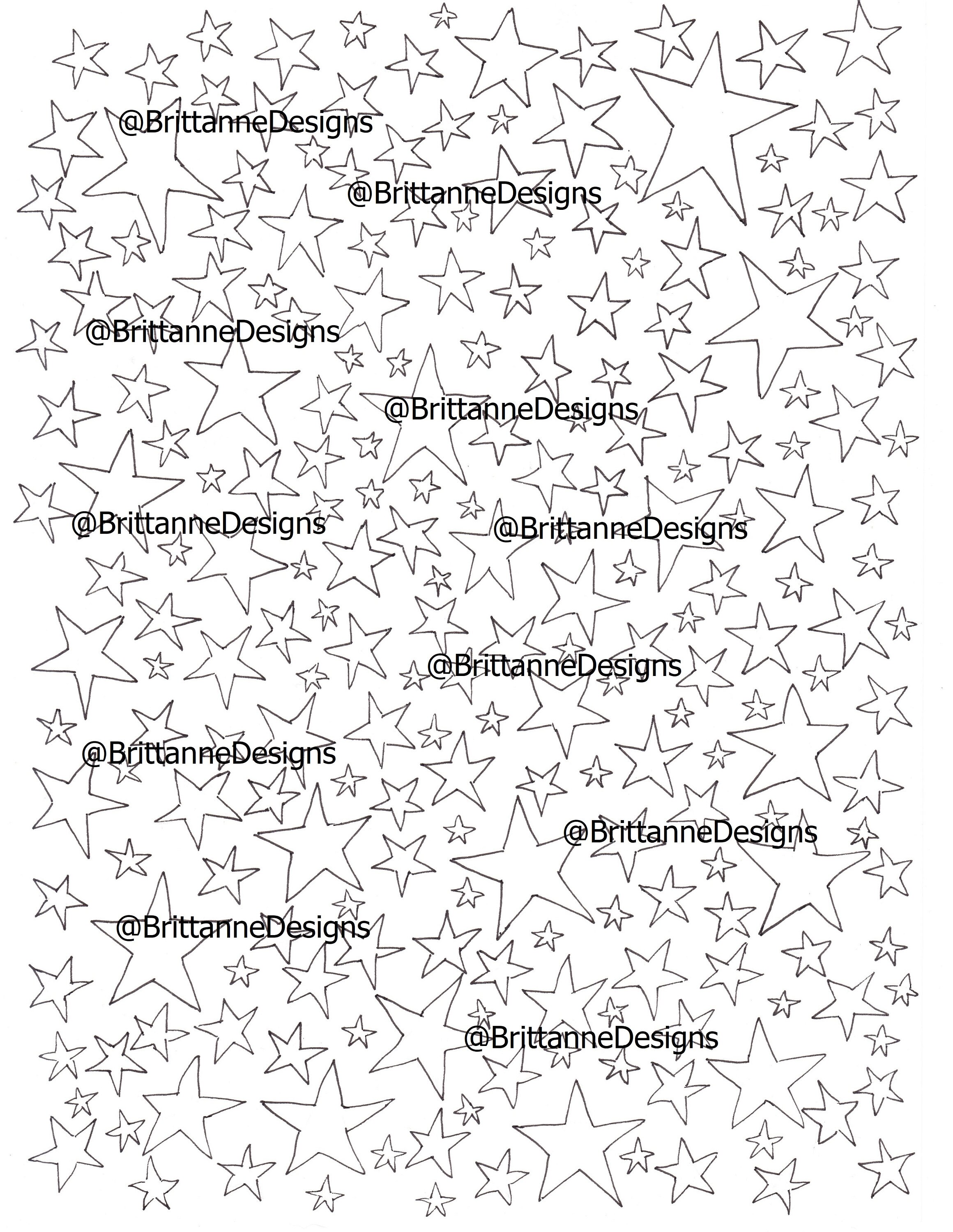Stars Coloring Page Color Collage Pen Ink | Printable Download JPG - Etsy