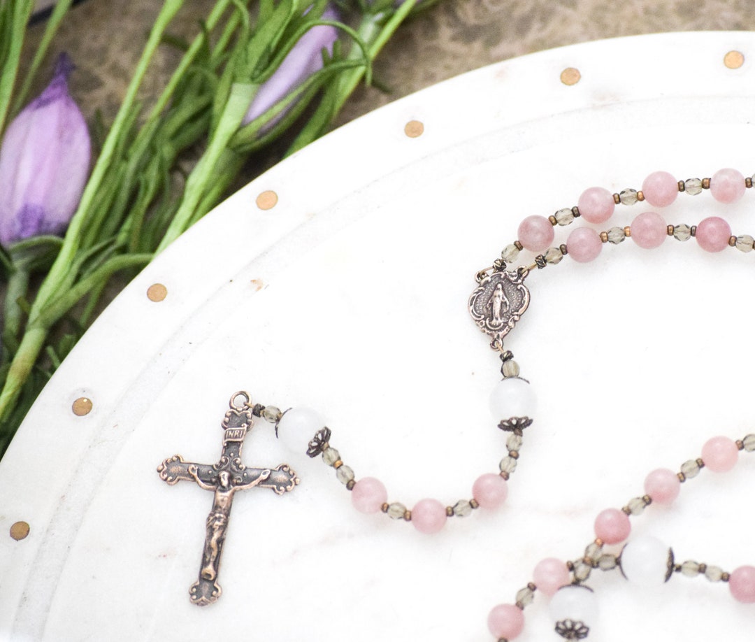 First Communion Rosary in Pink or Blue - Rosary - Confirmation Gift ...