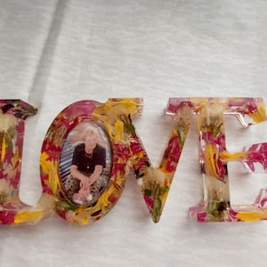 Keepsake Love Sign Made Out of Resin Your Dried Flowers and Photo From ...