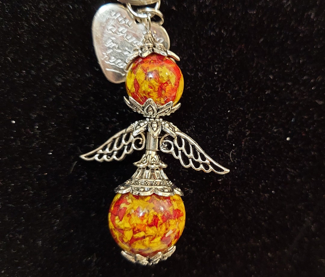 Keepsake Angel Keychain in Resin Made With Your Dried Flowers From ...