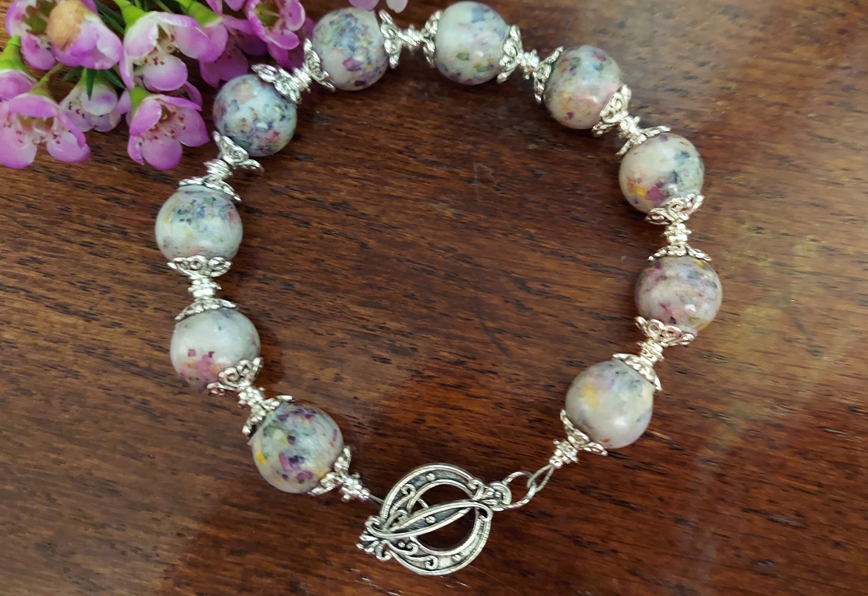 Custom Made Bracelet Made Out of Resin and White Pigment and Your Dried ...