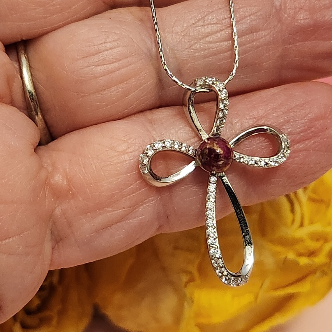 Keepsake Sterling Silver Cross Pendant Necklace With a 5mm Stone Made ...