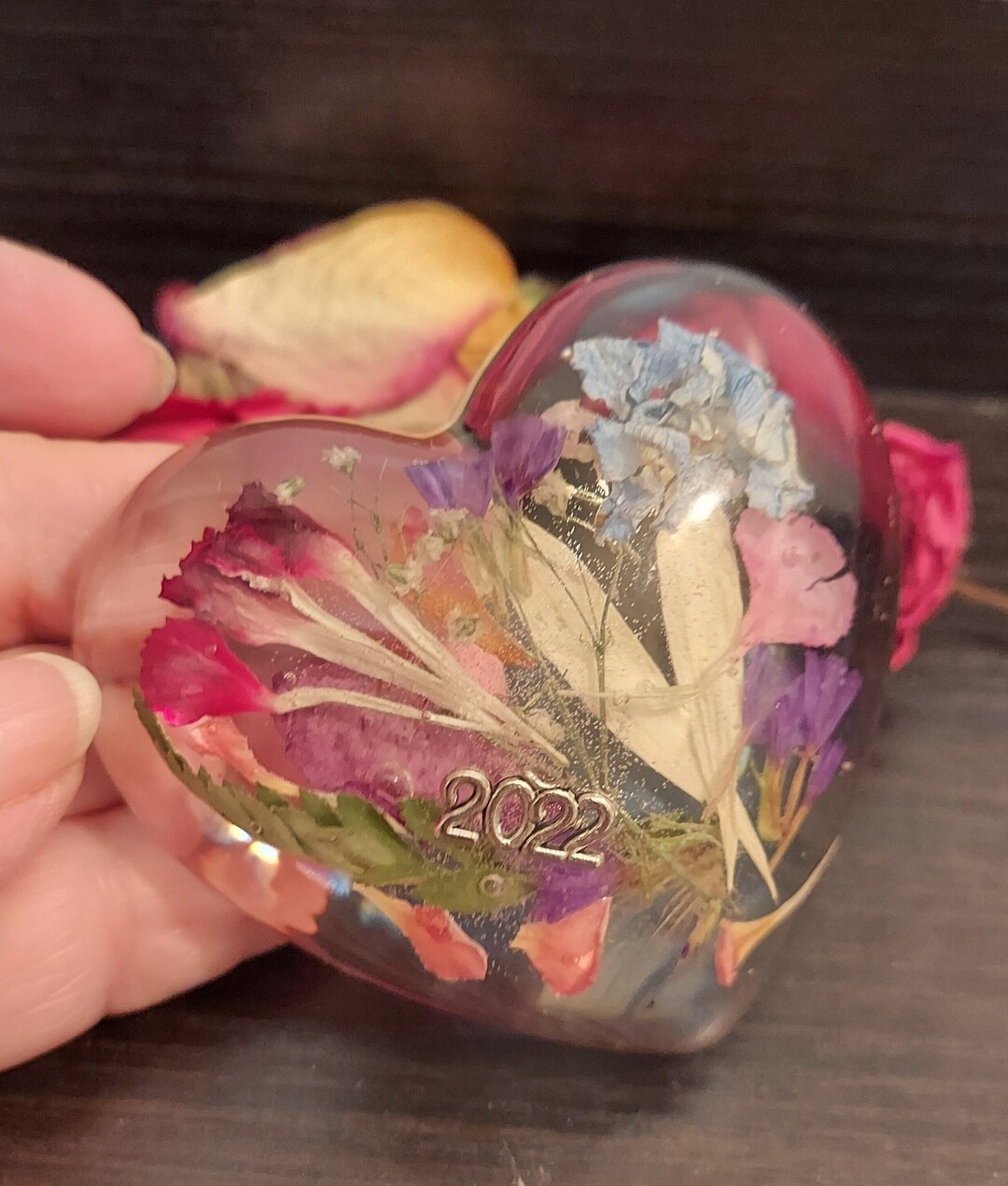 Custom Made Heart Paperweight Made With Your Dried Flowers From Any ...