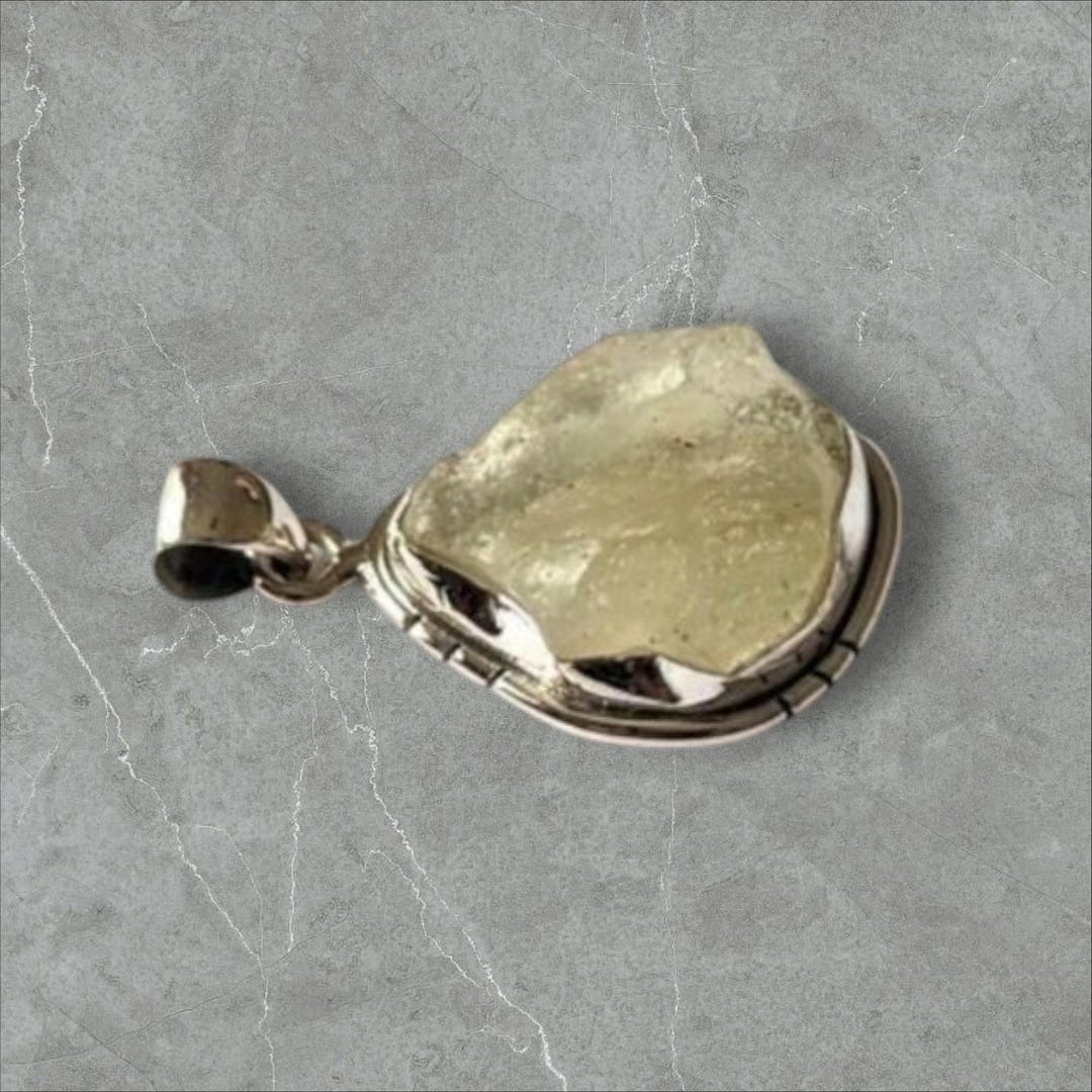 Natural Raw Libyan Desert Glass Pendant Set in Genuine 925 Sterling ...
