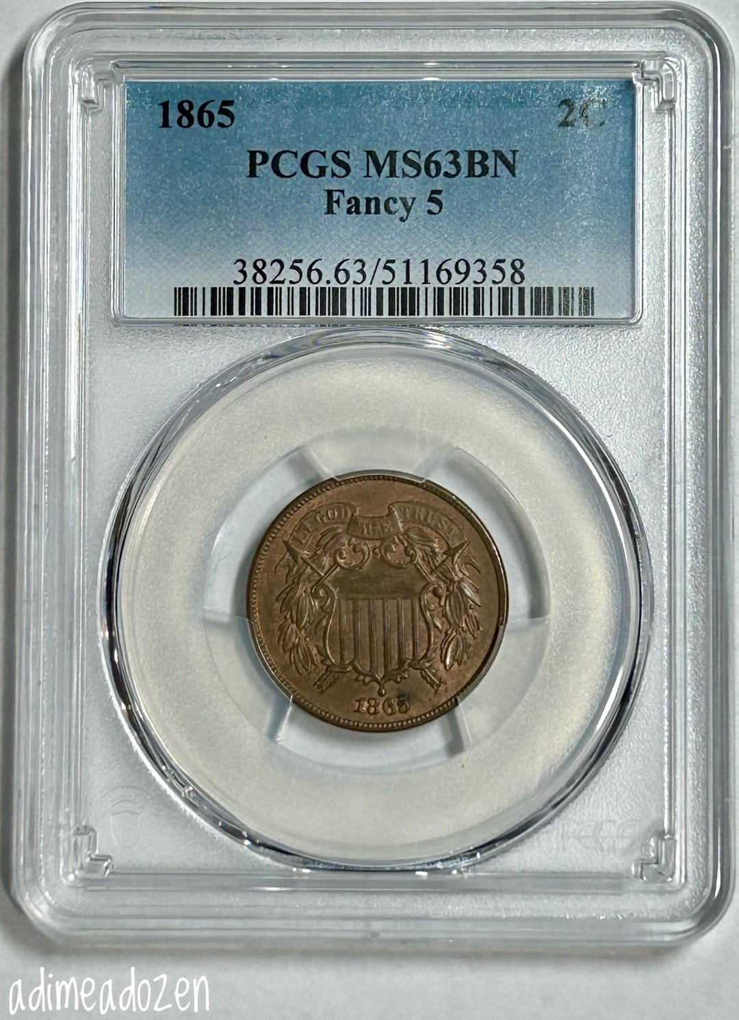 1865 2C Two Cent Fancy 5 (PCGS MS63BN) - Etsy