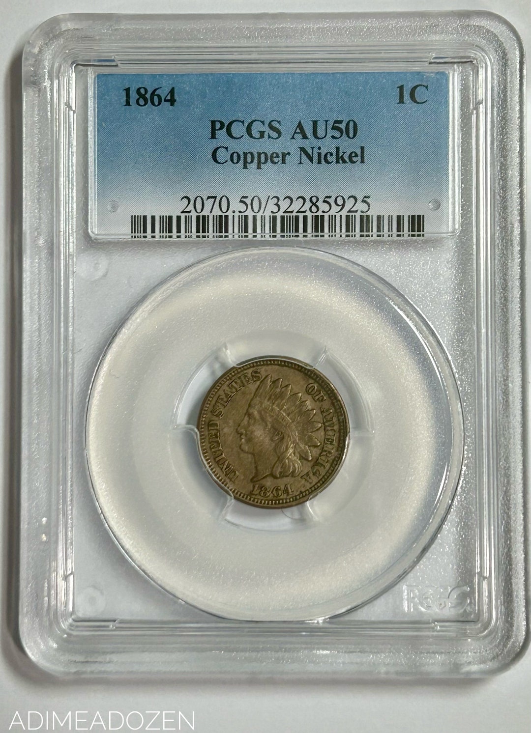 1864 1C Indian Cent Copper Nickel PCGS AU50 - Etsy