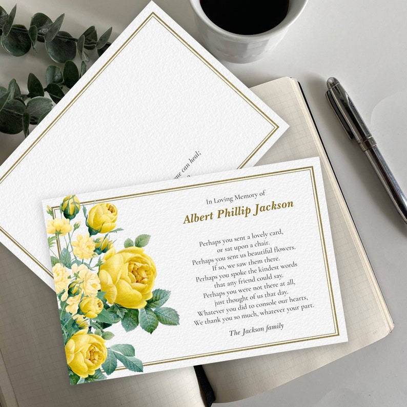 Funeral Thank You Card Template Funeral Cards Funeral - Etsy