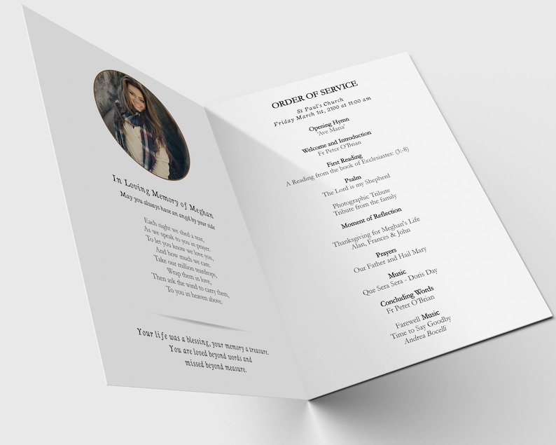 Printable Funeral Program Template Order of Service | Etsy