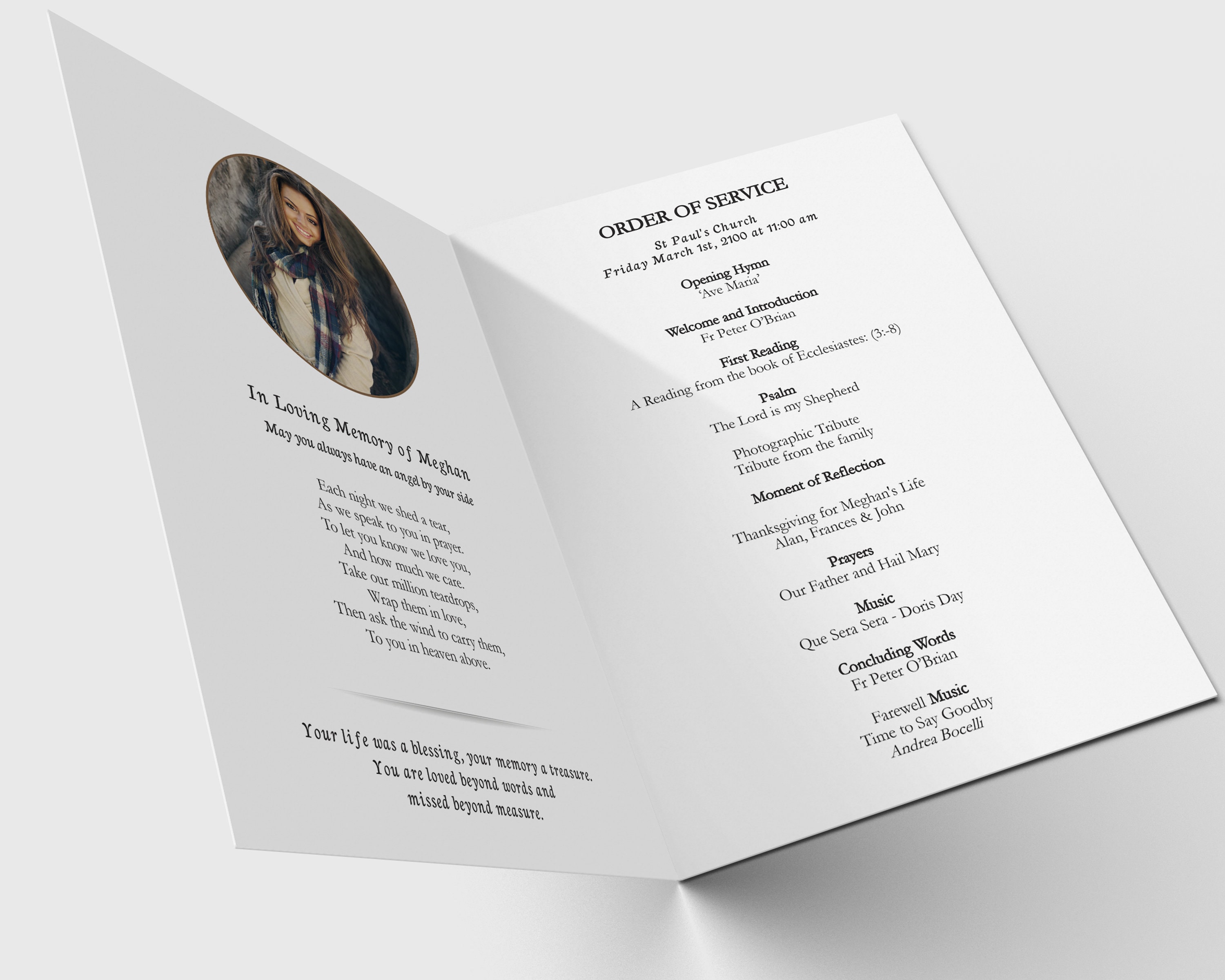 Printable Funeral Program Template Order of Service - Etsy Ireland