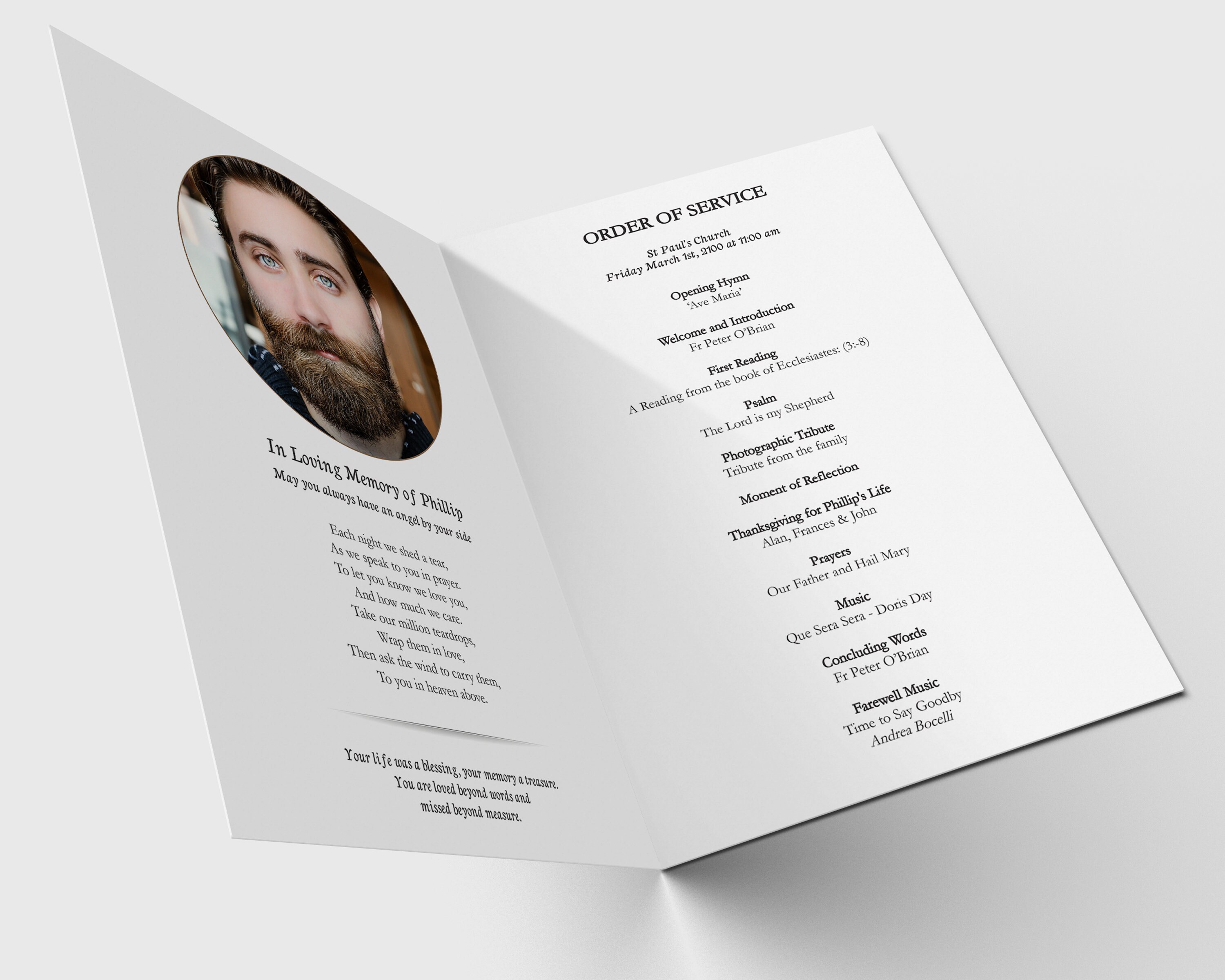 Printable Funeral Program Template | Order of Service | Celebration of ...