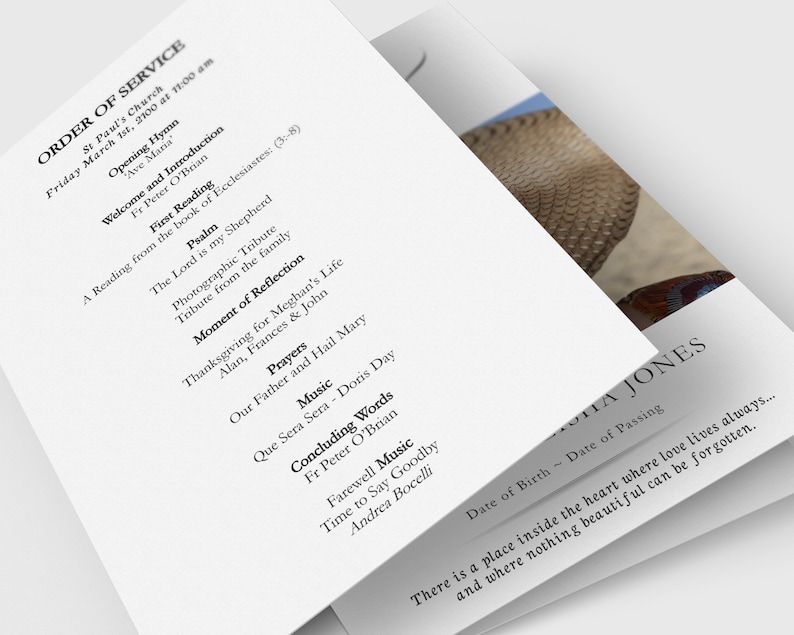 Printable Funeral Program Template Order of Service | Etsy