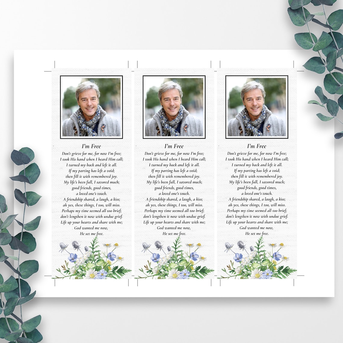Funeral Bookmark Template, Printable Celebration of Life Bookmarks ...