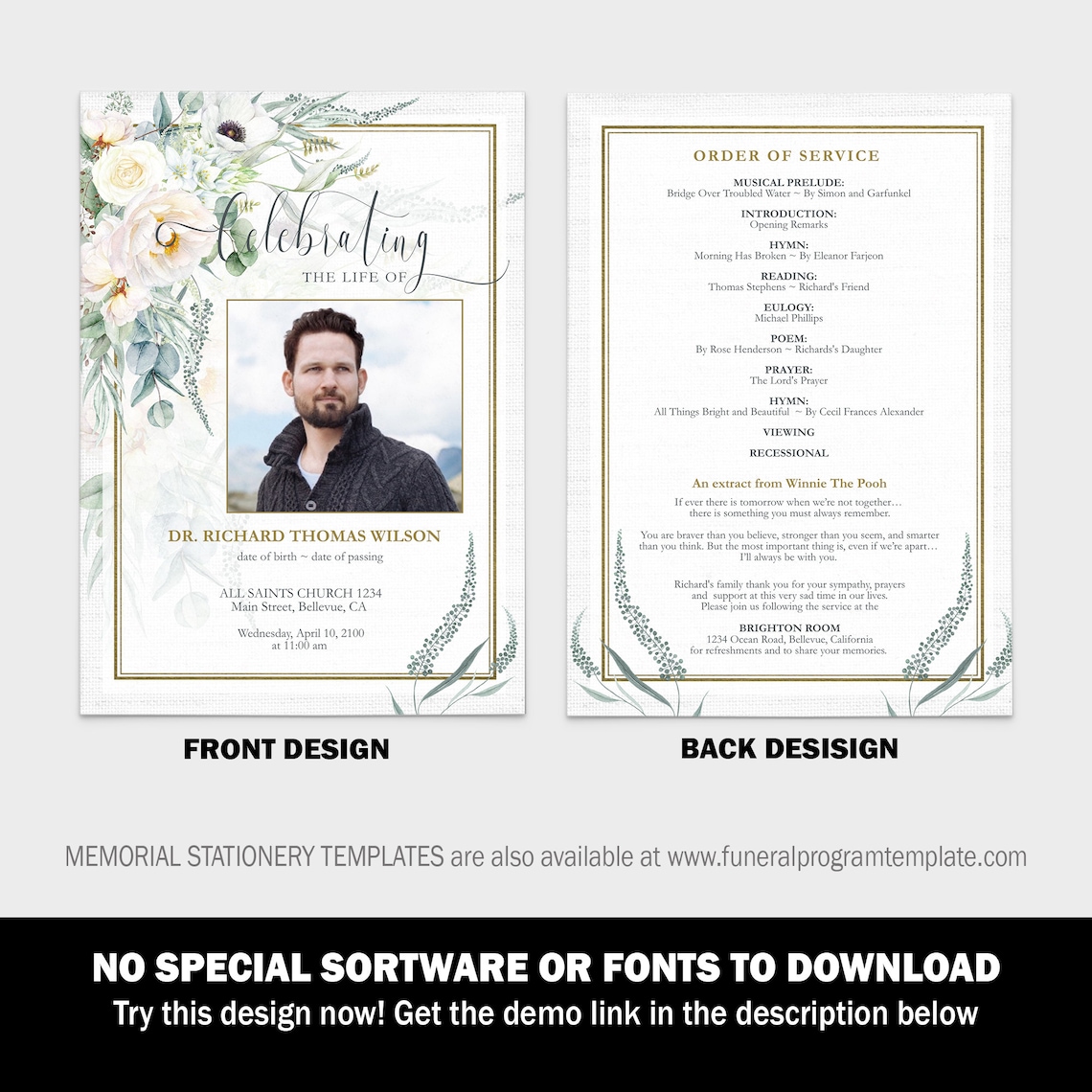 Funeral Program Template Funeral Programs Obituary Funeral - Etsy