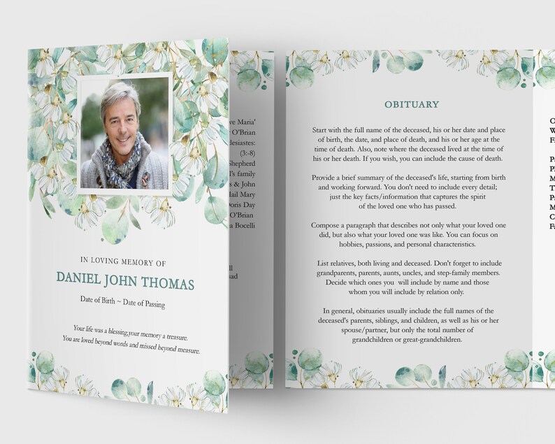 Funeral Program Template Funeral Poems Funeral Programs - Etsy