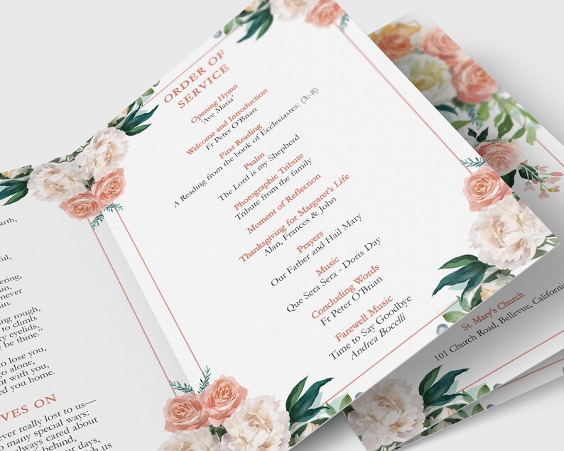 Funeral Program Template Funeral Poems Funeral Programs - Etsy