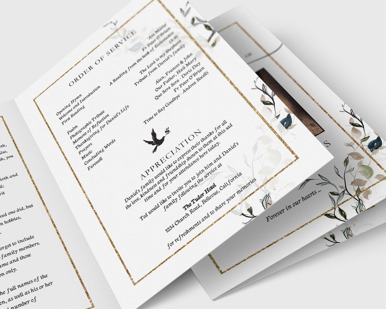 Printable Funeral Program Template Order of Service - Etsy Australia