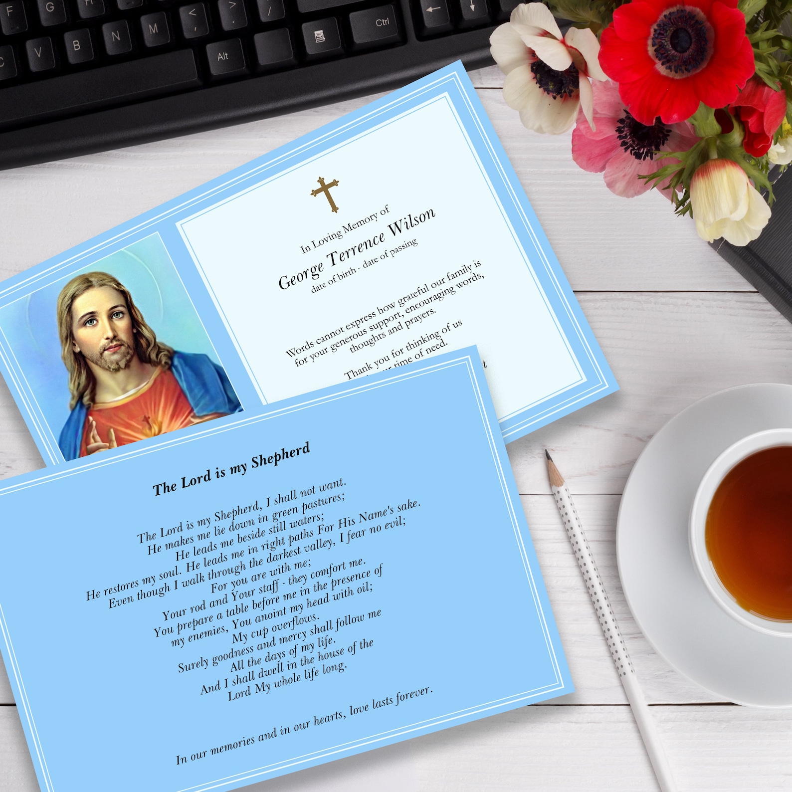 Funeral Thank You Card Template Funeral Cards Funeral - Etsy