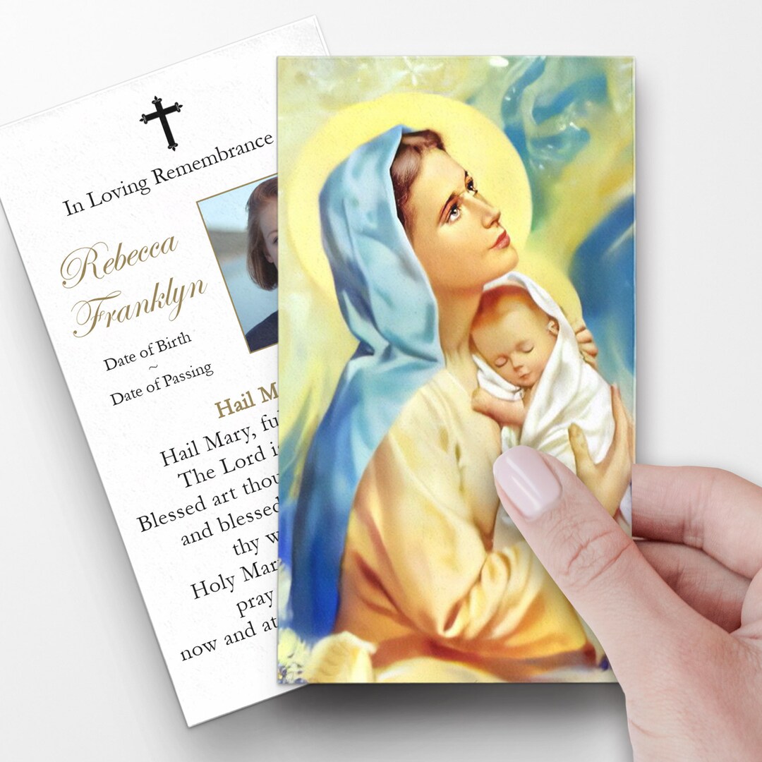 Prayer Cards, Mary Mother of God, Catholic Funeral Prayer Cards, Custom ...