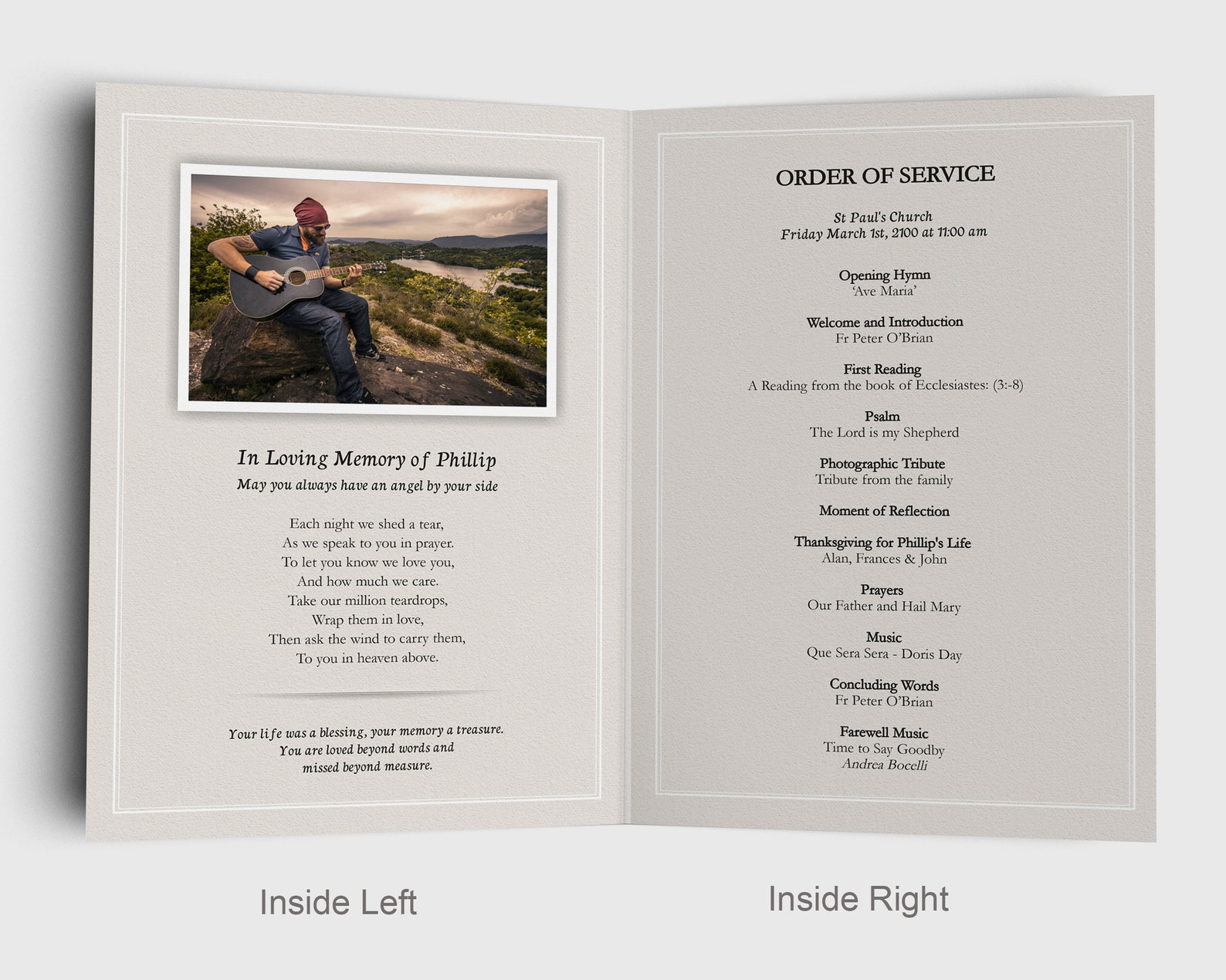 Printable Funeral Program Template Order of Service - Etsy UK