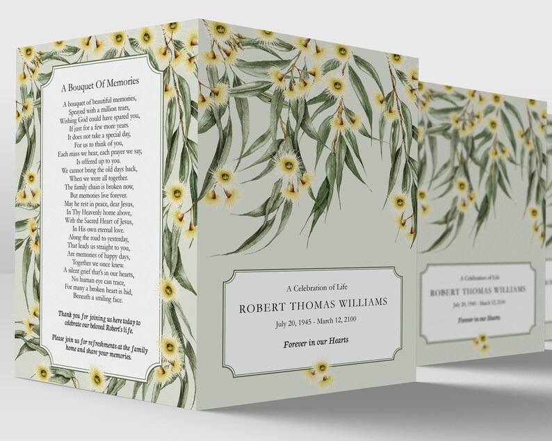 Funeral Program Template Funeral Poems Funeral Programs - Etsy