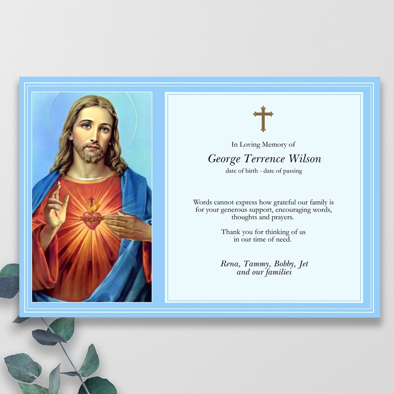 Funeral Thank You Card Template Funeral Cards Funeral - Etsy