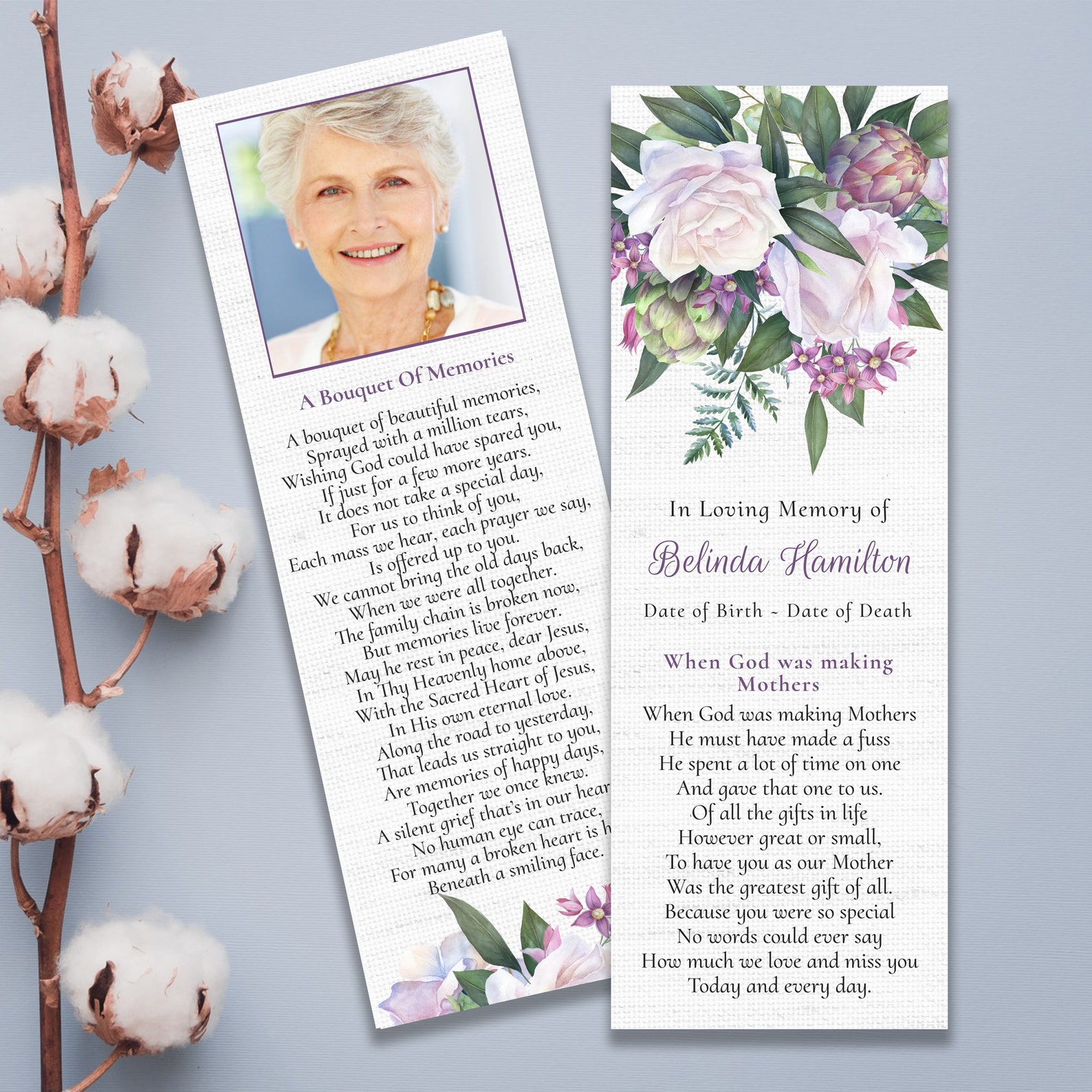Funeral Bookmark Template Printable Celebration of Life - Etsy