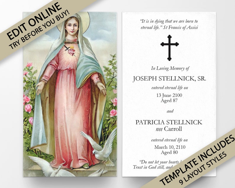 Funeral Prayer Cards Memorial Prayer Cards Catholic Prayer - Etsy
