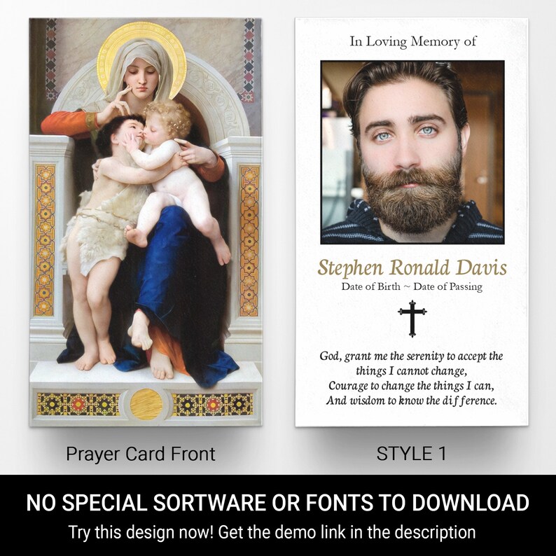 Funeral Prayer Card Prayer Cards Our Lady Memorial Prayer - Etsy