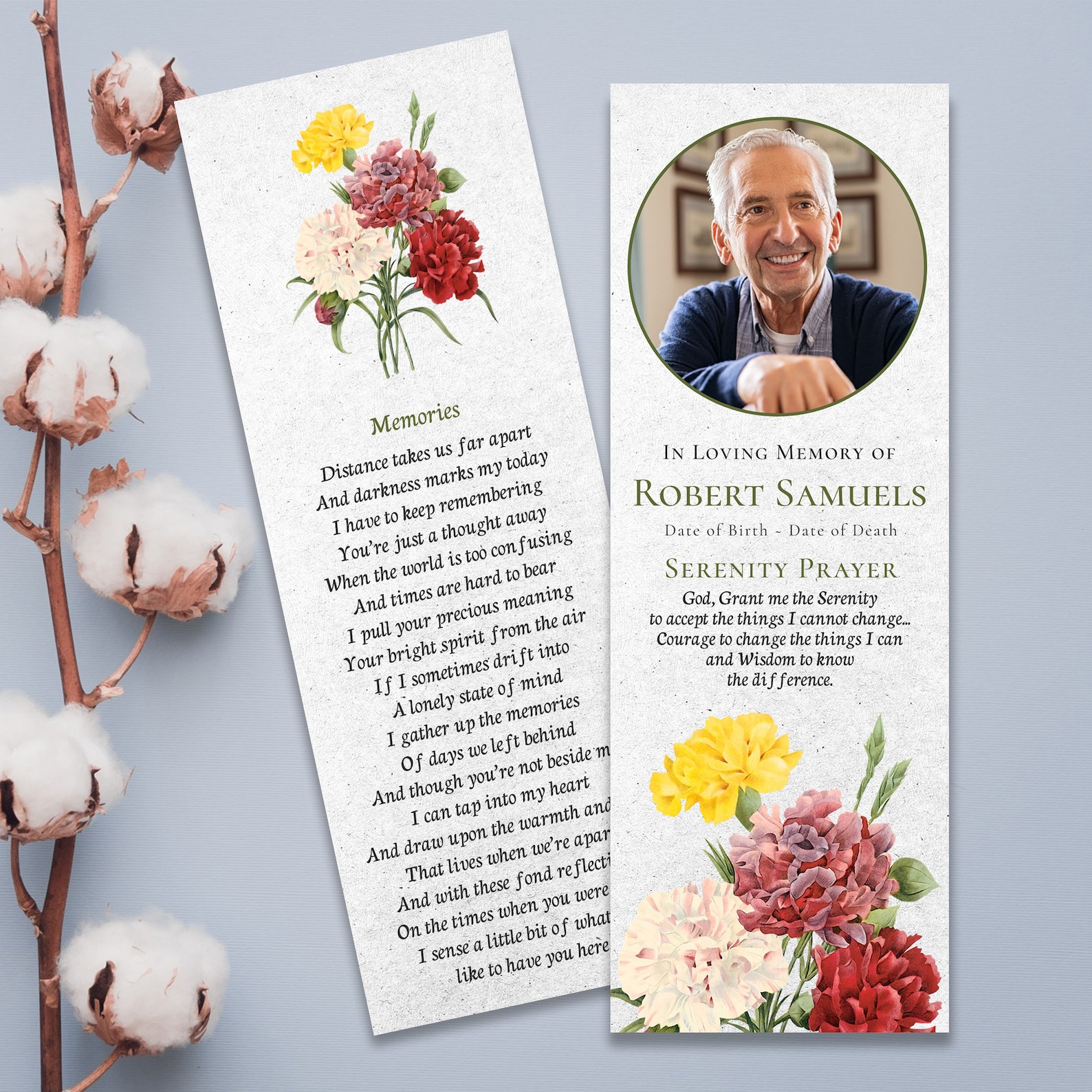 Funeral Bookmark Template Printable Celebration of Life - Etsy