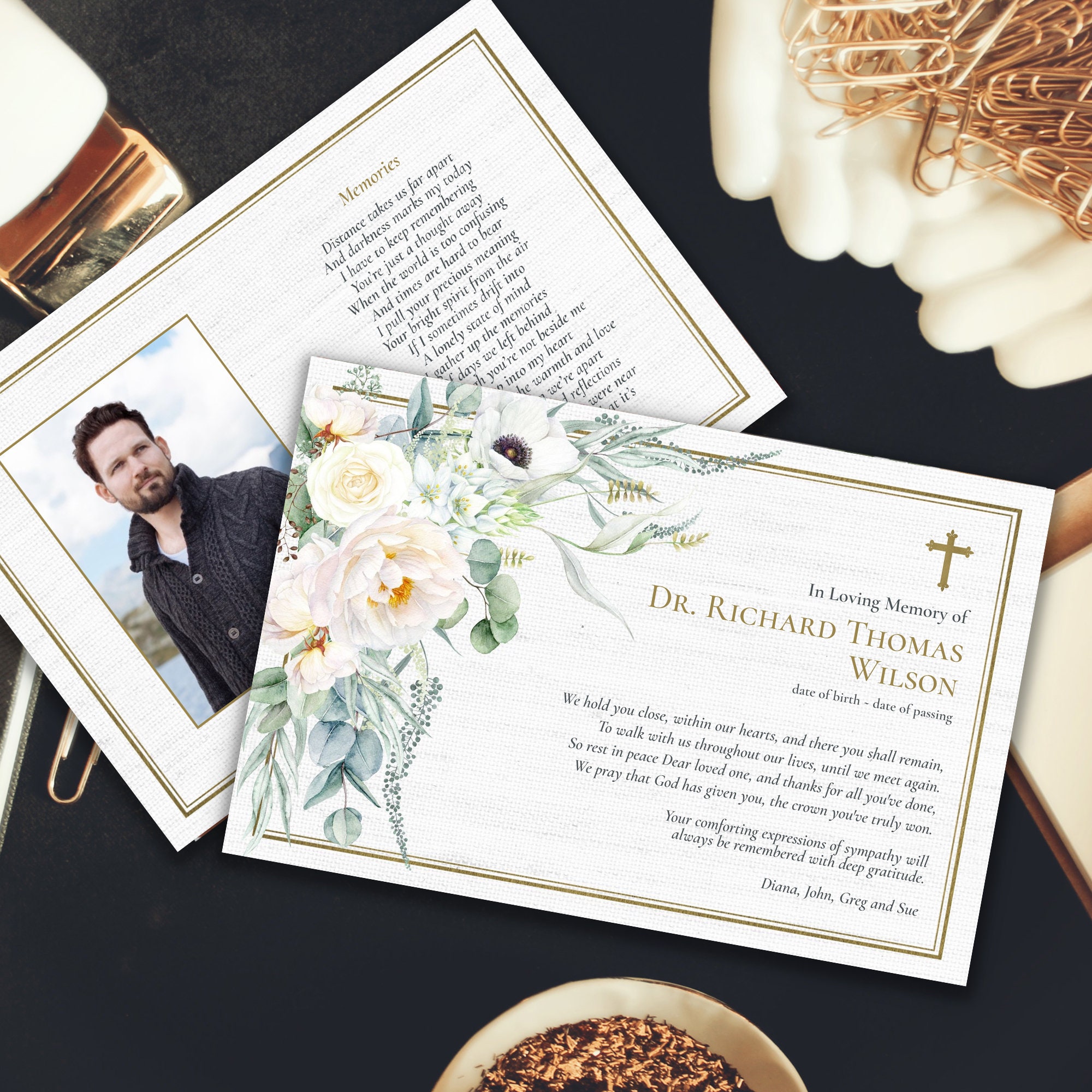 Funeral Thank You Card Template Funeral Cards Funeral - Etsy