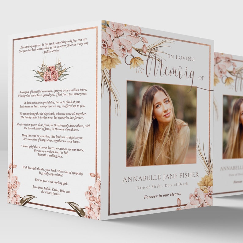 Funeral Program Template Funeral Poems Funeral Programs - Etsy