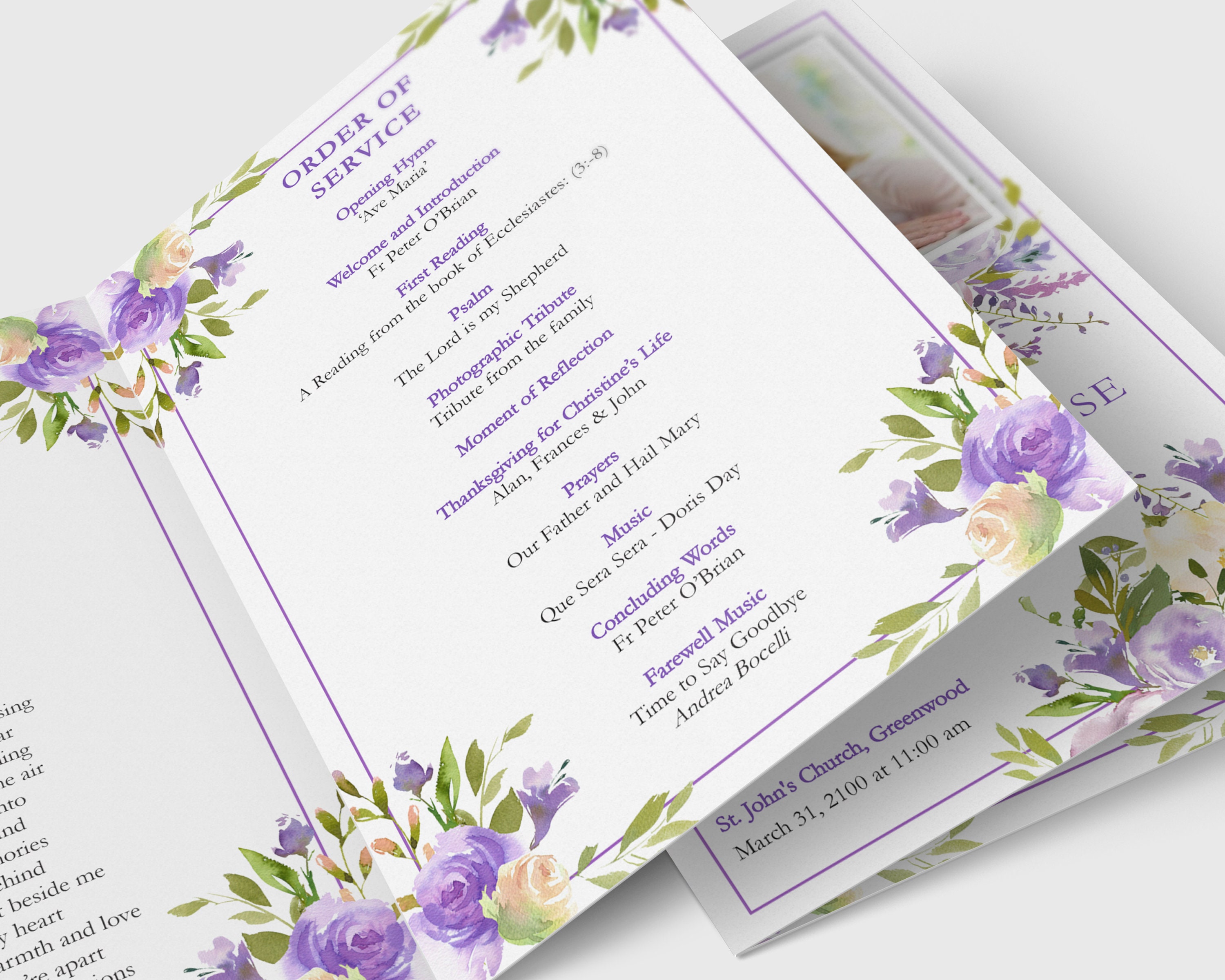 Funeral Program Template Funeral Poems Funeral Programs | Etsy