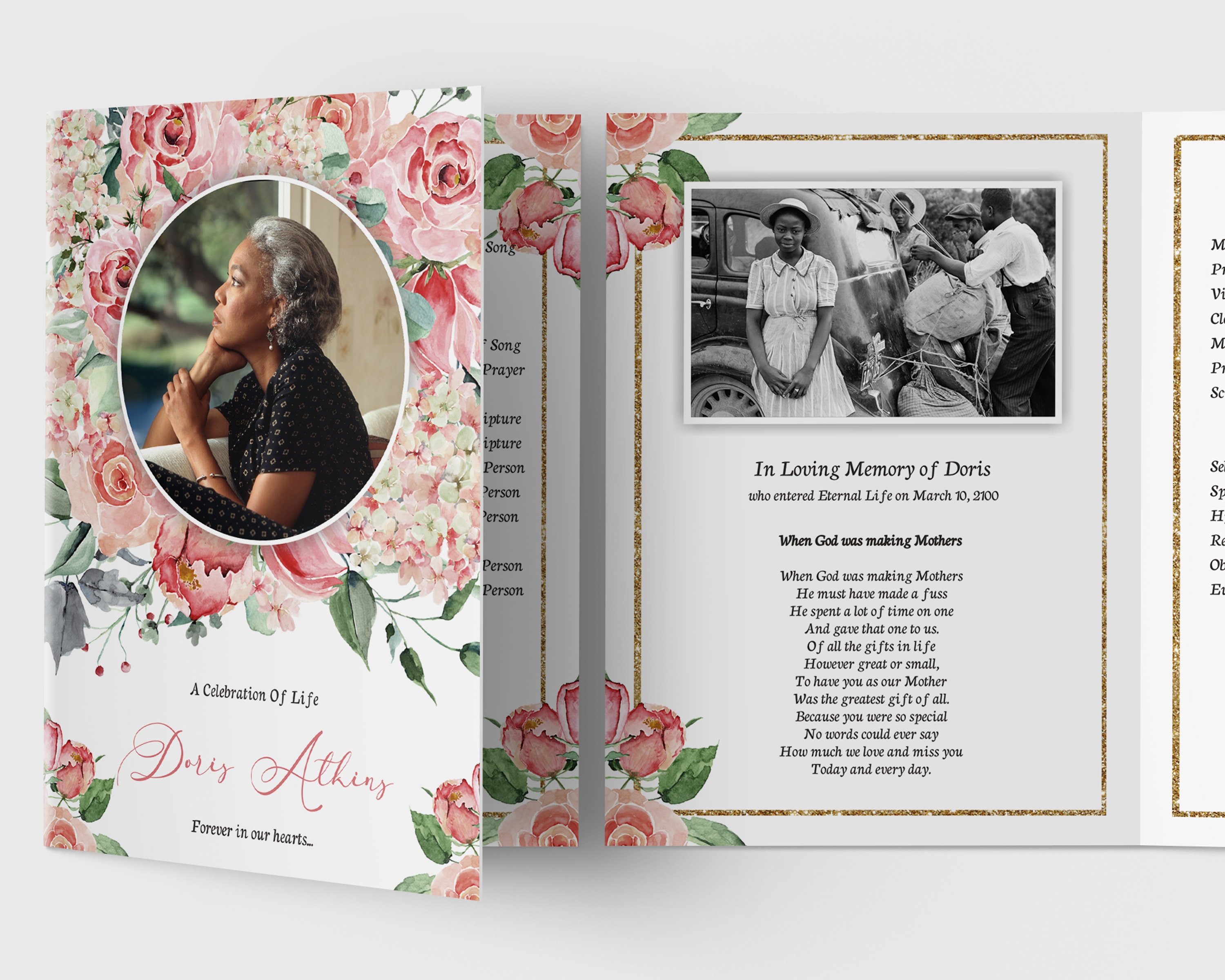 Printable Funeral Program Template | Order of Service | Celebration of ...