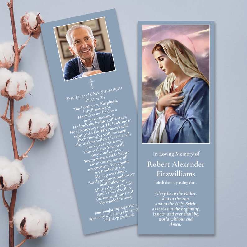 Funeral Bookmark Template, Printable Celebration of Life Bookmarks ...